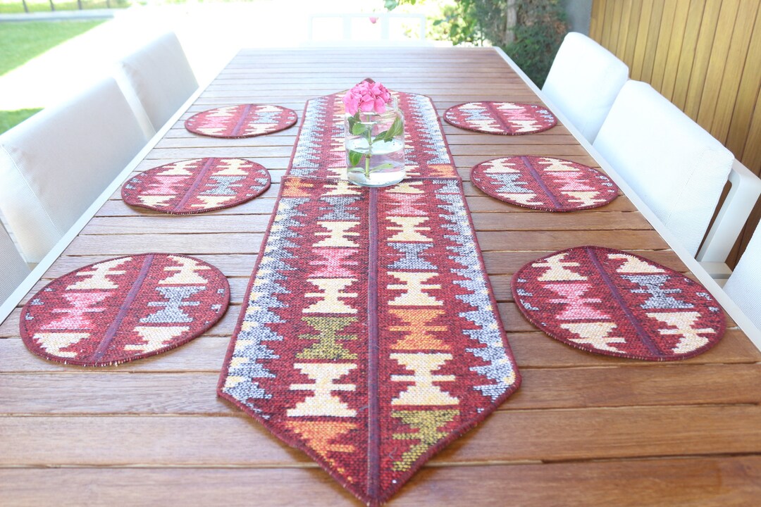 Rug Table Runner and Set of Six Supla, Kitchen Decor, Service Rug ...