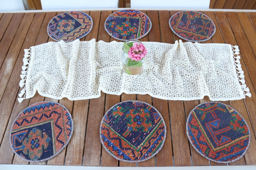 Rug Supla, Kilim Supla, Table, Orange Placemat, Rug Placemat ...