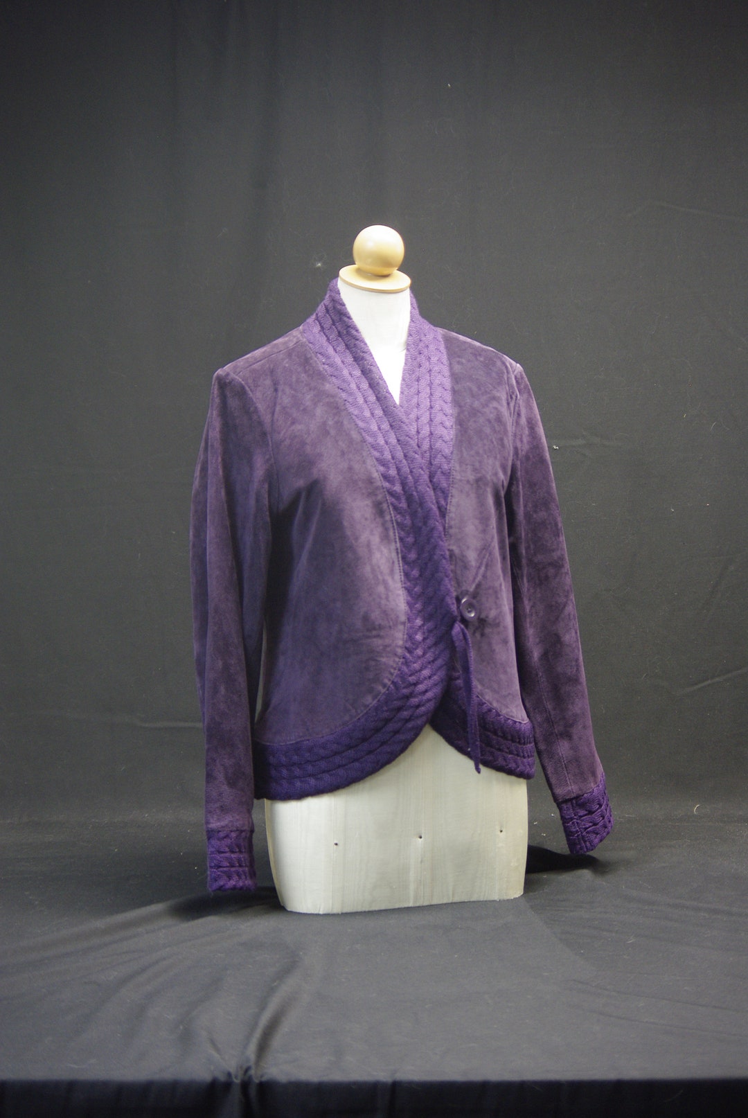 Purple Suede Jacket With Knit Details - Etsy