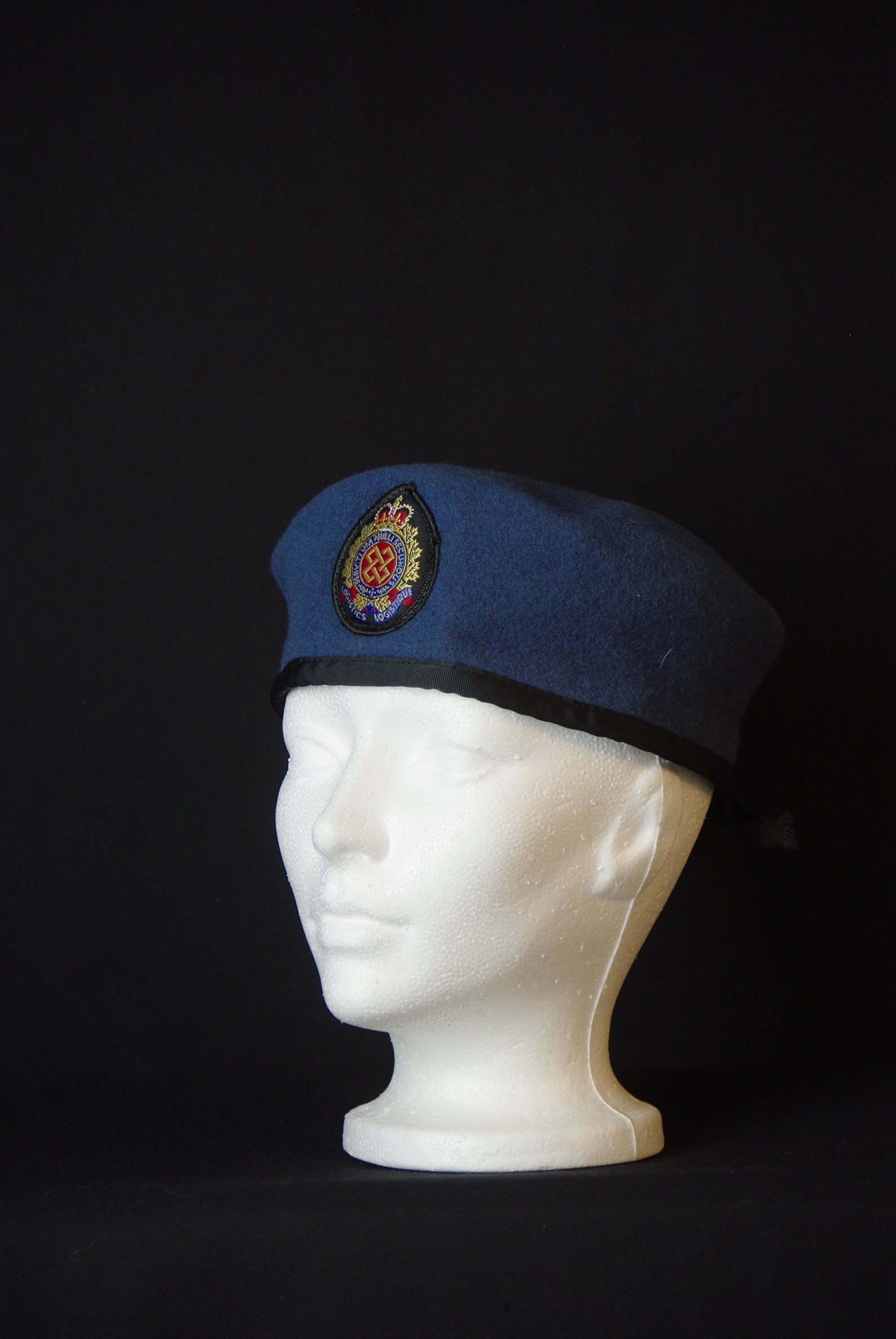 Blue Wool Military Beret Canadian Size 6 7/8 Logistics Badge Lined ...