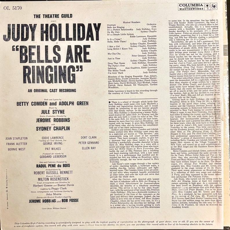 Original Broadway Musical Soundtrack, "bells Are Ringing" - With Judy ...