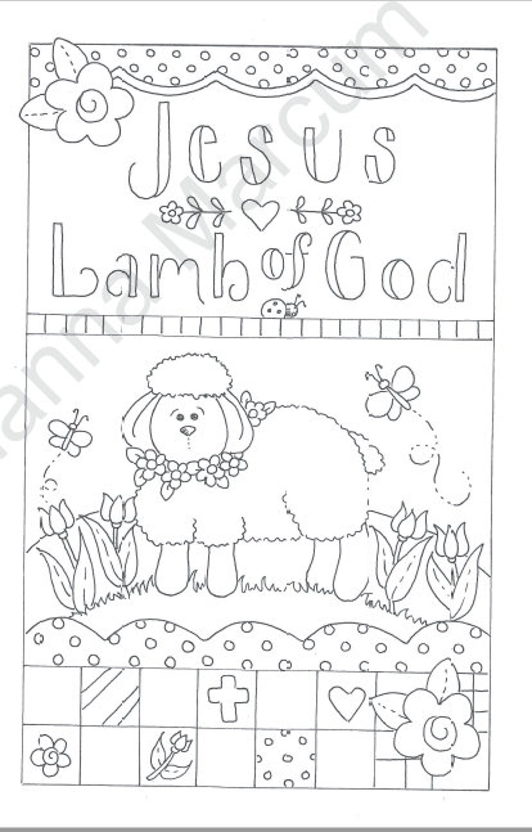 Lamb of God Easter Coloring Card - Etsy