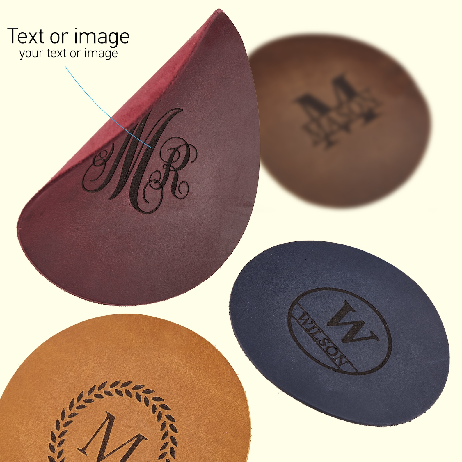 Personalized Leather Coasters Set of 4 Company Gift Monogram - Etsy