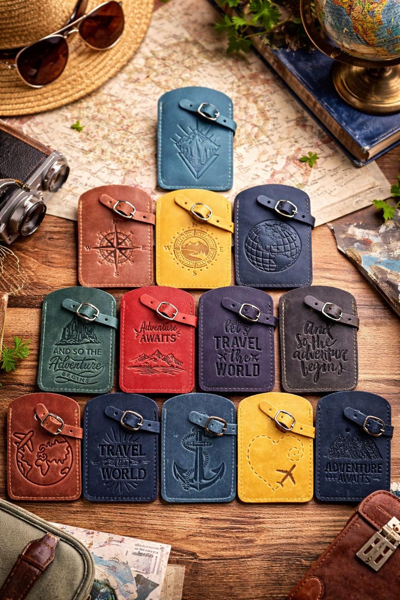 Personalized Leather Luggage Tag, Custom Name Tag, Travel Gift ...