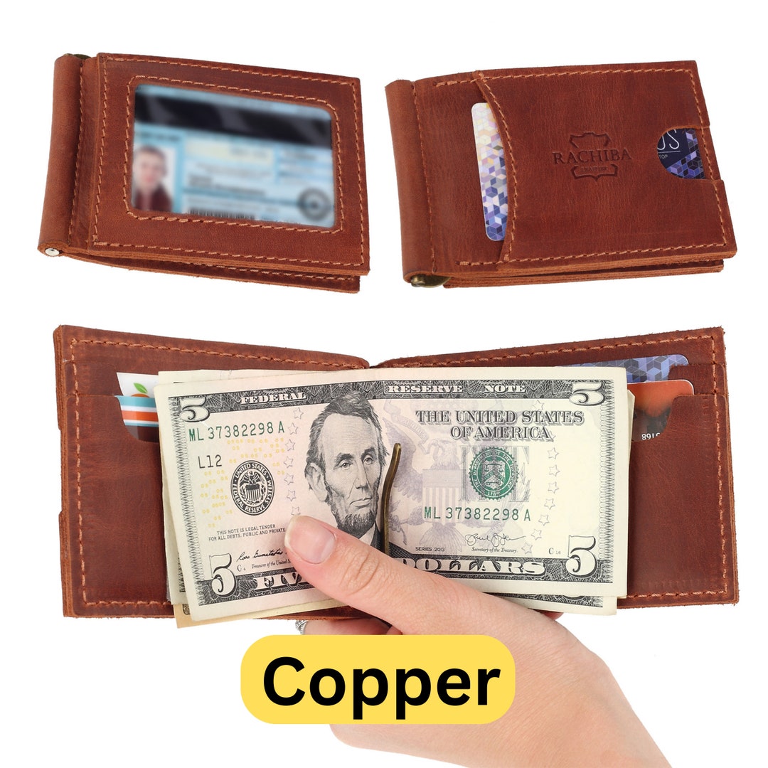 Minimalist Wallet, Money Clip Wallet, Leather Money Clip Wallet, Mens ...