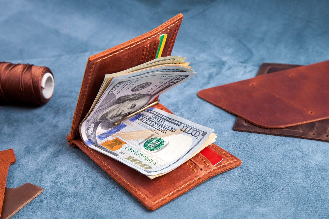 Personalized Leather Money Clip Wallet: Distressed Minimalist Wallet - Etsy