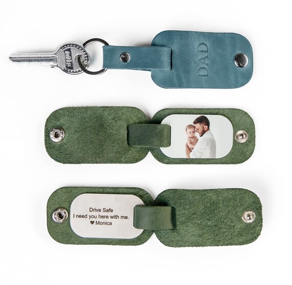 Personalized leather keychain for men Picture keychain for | Etsy