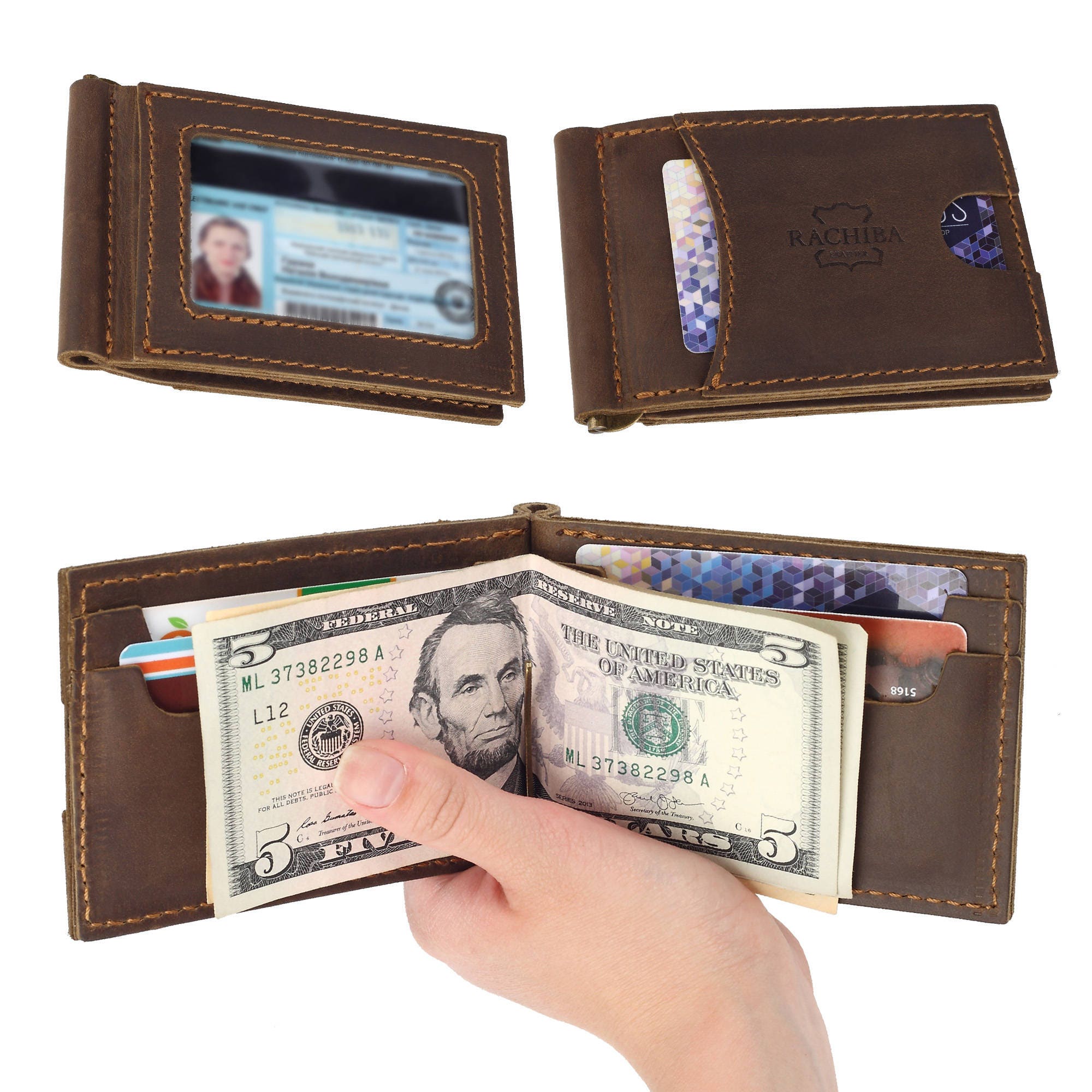 Minimalist Wallet Money Clip Wallet Leather Money Clip | Etsy