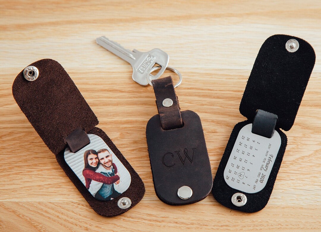 Calendar Keychain, Husband Keychain Picture, Leather Gifts for 3rd ...
