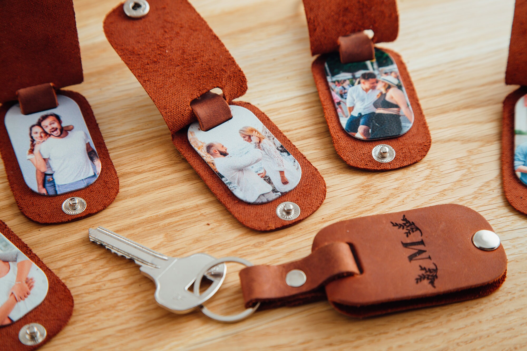 Mens leather key chain with photo Personalized gift for him | Etsy