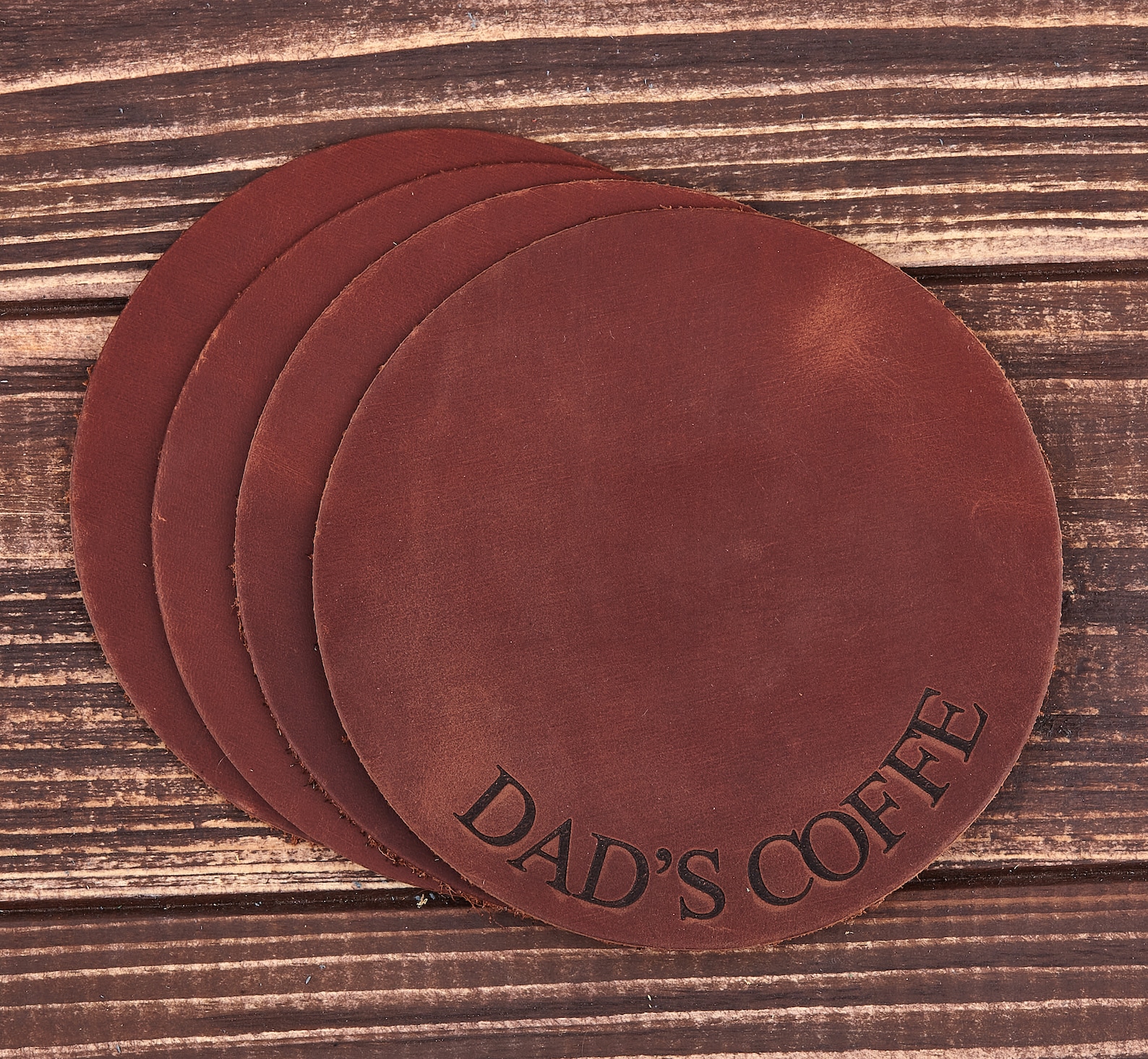 Personalized Leather Coasters: Set of 4, Monogrammed Company Gift - Etsy