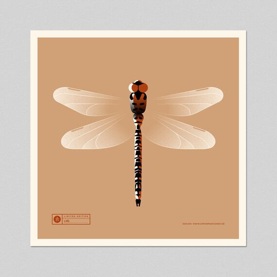 Dragonfly Screenprint Red Version | Etsy