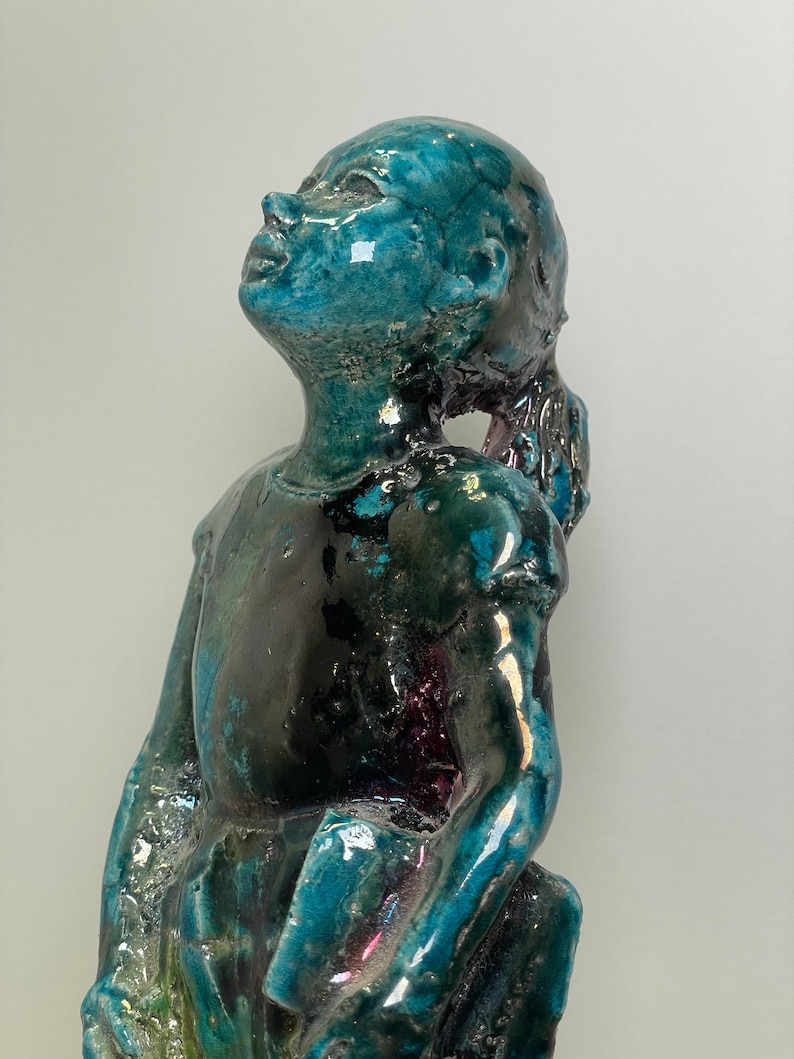 Terracotta Figurine With Raku Enamel Finish, Handmade visual Poetry - Etsy