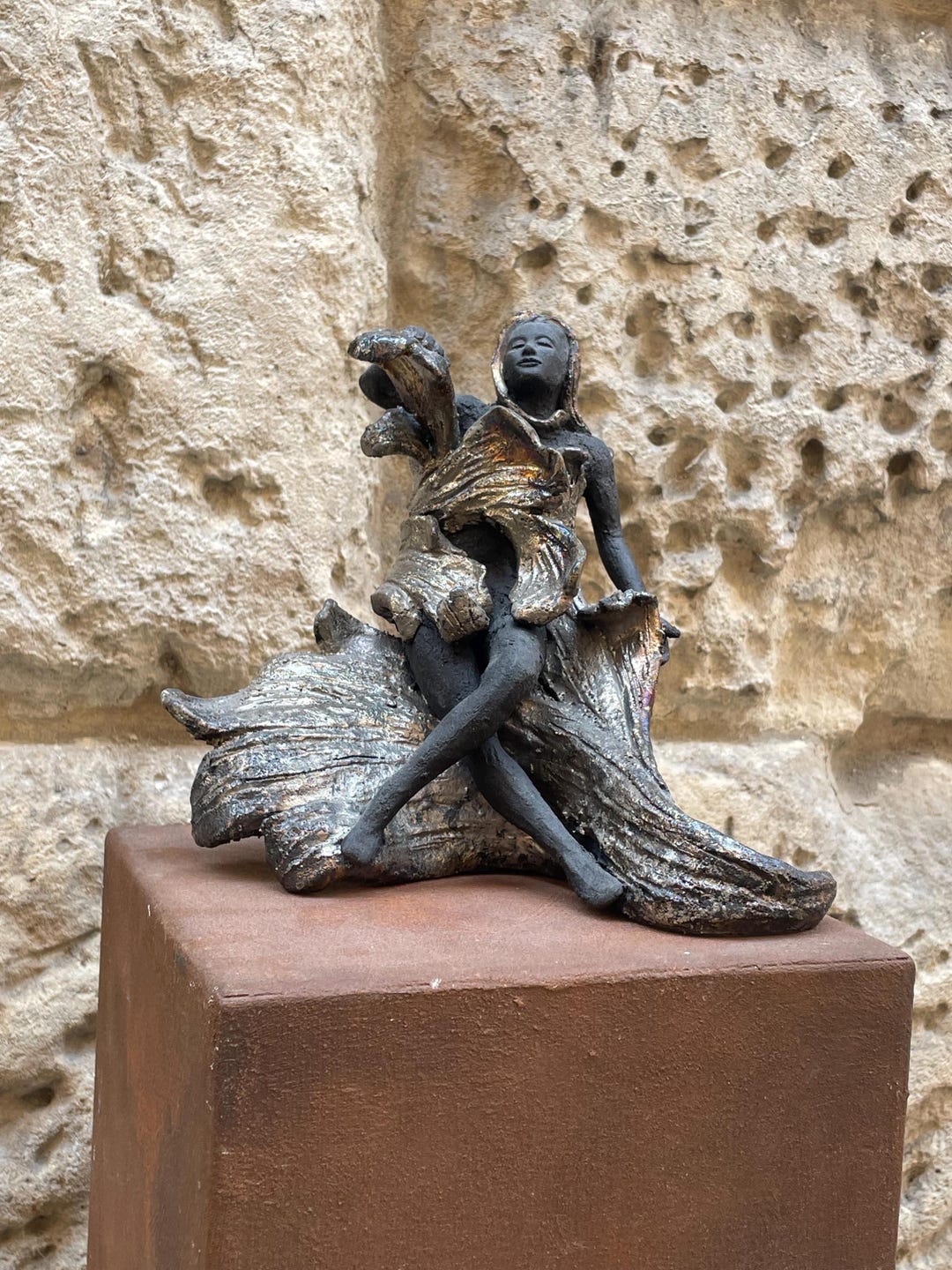 Handmade Ceramic Figurine, Raku Glazed "the Embrace of Acanthus ...