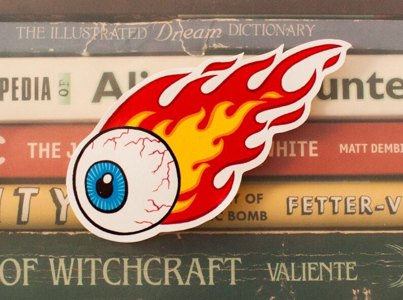 Retro Flaming Eyeball Vinyl Sticker - Etsy