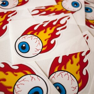 Retro Flaming Eyeball Vinyl Sticker - Etsy
