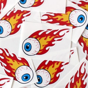 Retro Flaming Eyeball Vinyl Sticker - Etsy