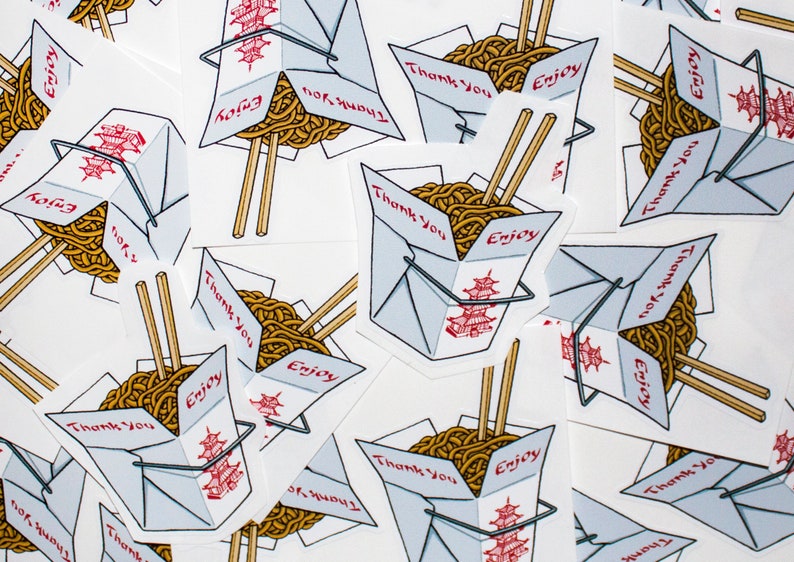 Chinese Food Take Out Box Cutout Sticker - Etsy