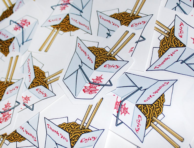 Chinese Food Take Out Box Cutout Sticker - Etsy