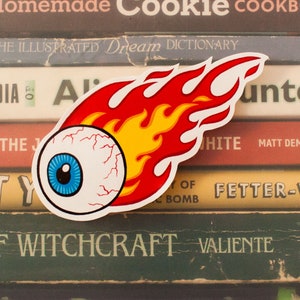 Retro Flaming Eyeball Vinyl Sticker - Etsy