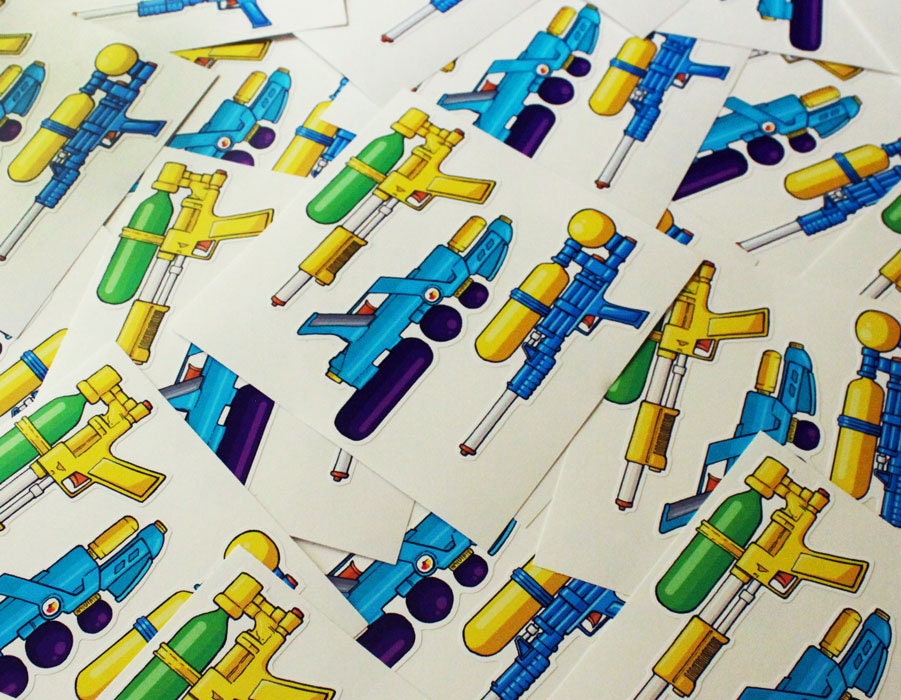 Vintage Super Soakers Sticker Sheet set of 3 Water Guns | Etsy