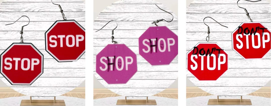Stop Sign Statement Earrings: Holographic Funny Earrings - Etsy