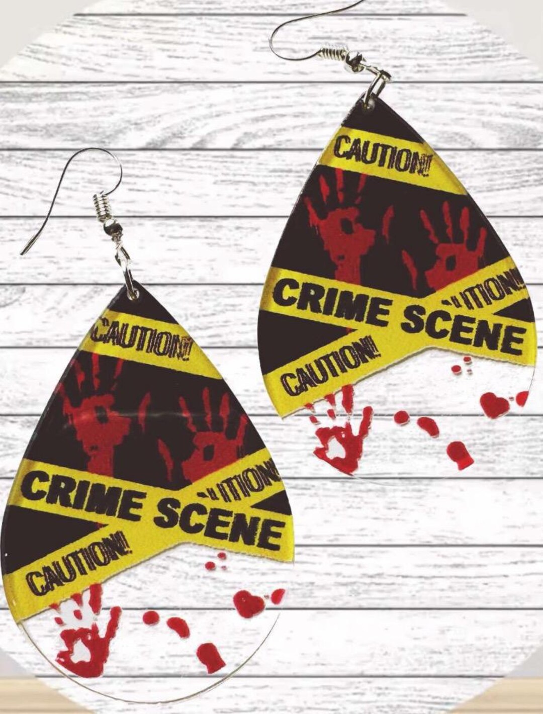 Crime Scene Dangle Earrings, Crime Earrings, Murder Earrings, Unique ...