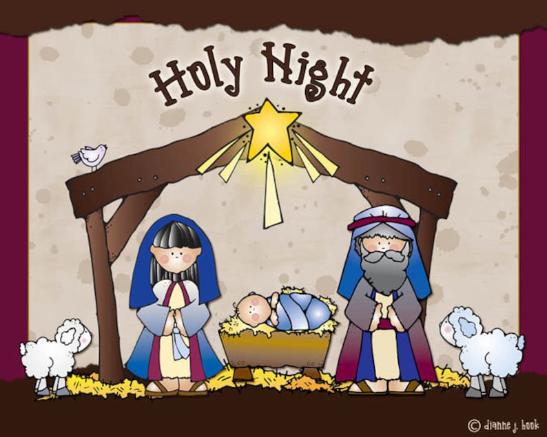 Away In A Manger Nativity Clip Art Télécharger - Etsy France