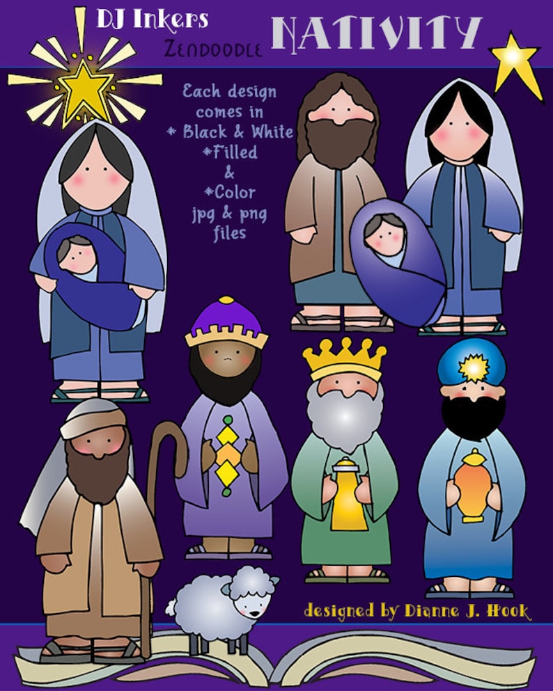 Zen-doodle Nativity Clip Art - Christmas Designs by DJ Inkers - Etsy