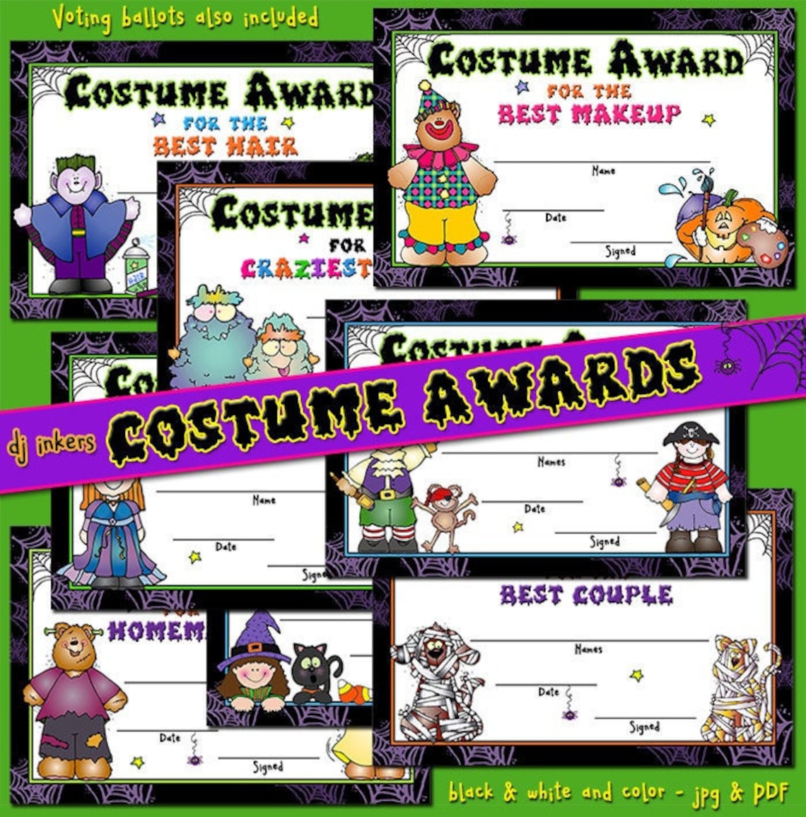 Halloween Costume Awards Printable Certificates - Etsy