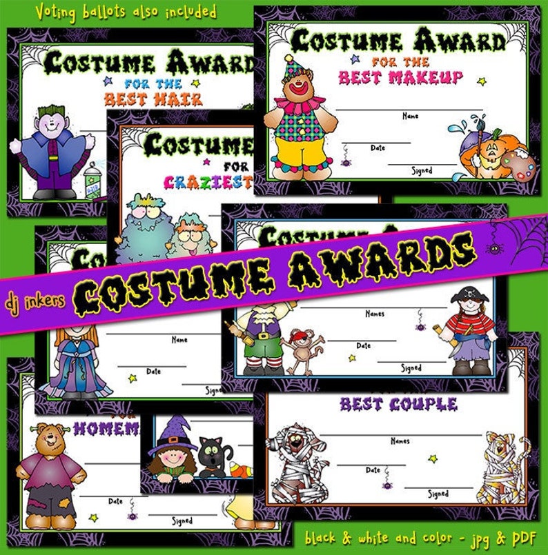 Halloween Costume Awards Printable Certificates - Etsy