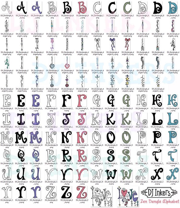 Zen-doodle Dangles Clip Art Alphabet - Monogram Letters and 23 ...