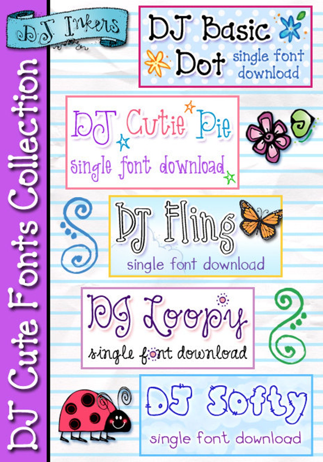 Cute FONTS Collection Download - Etsy