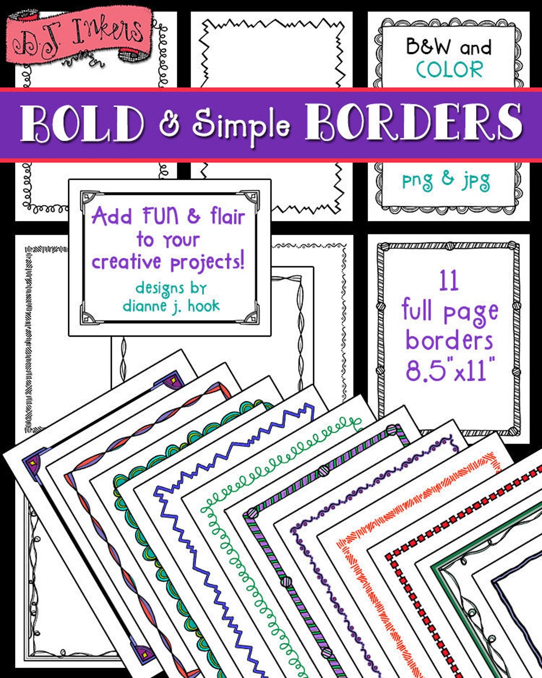 Bold & Simple Borders Clip Art Download - Etsy