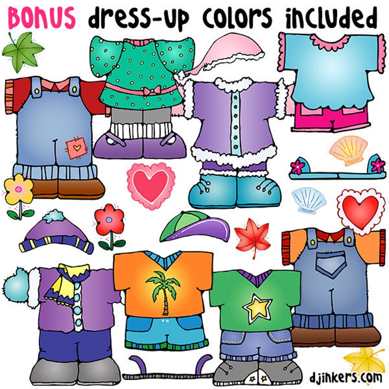 Dress-up Kids Printable Paper Dolls and Digital Clip Art Girls and Boys ...