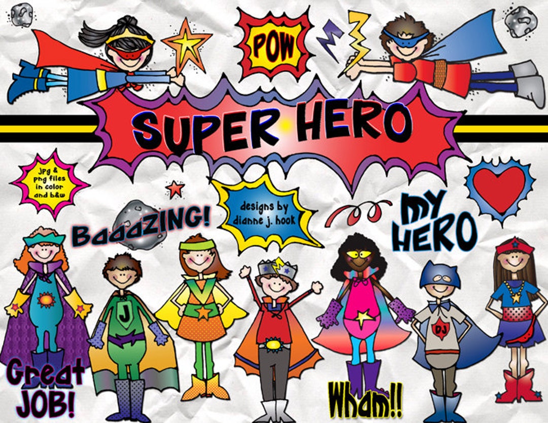 Super Hero Clip Art by DJ Inkers Kids Clipart Superheroes and Comic ...