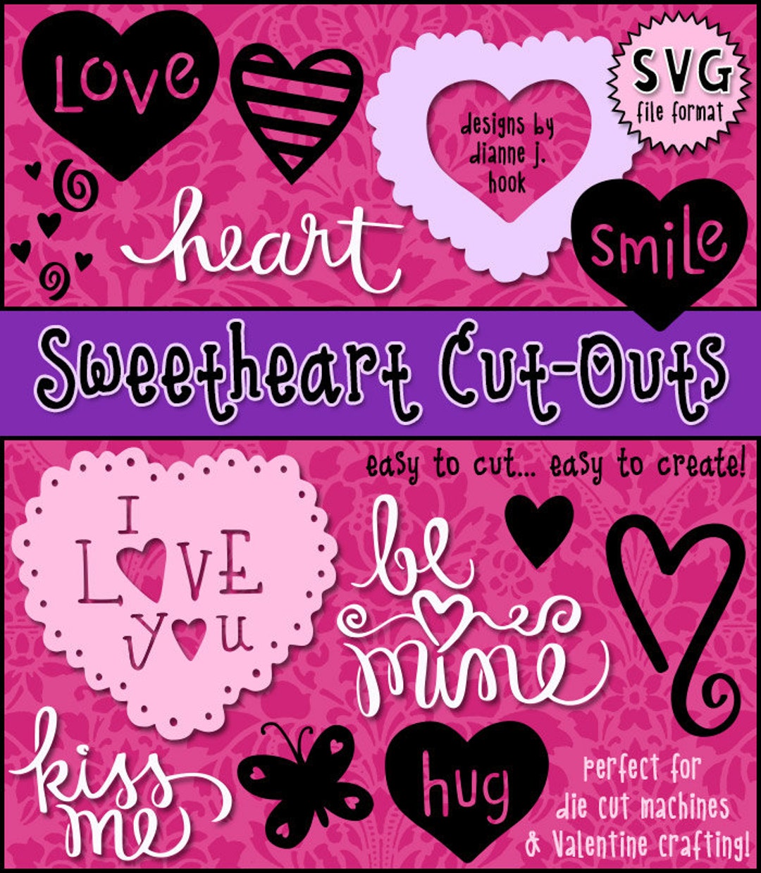Sweetheart Cut-out Collection Love, Hearts and Valentine's Day SVG ...
