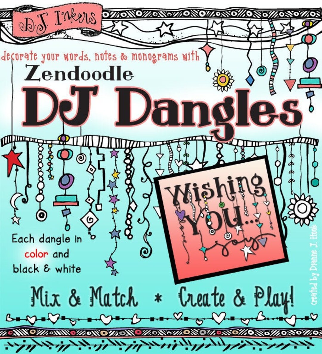 Zen-doodle Dangles - Creative Clip Art Accents by DJ Inkers - Etsy