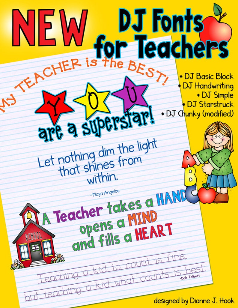Fonts for Teachers Collection Download - Etsy