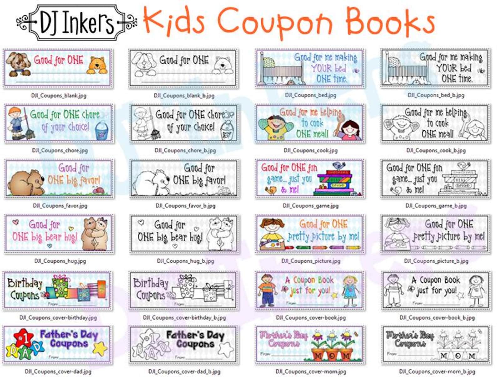 Kids Coupon Book - Printable Gift Idea for Parents From the Kids for ...
