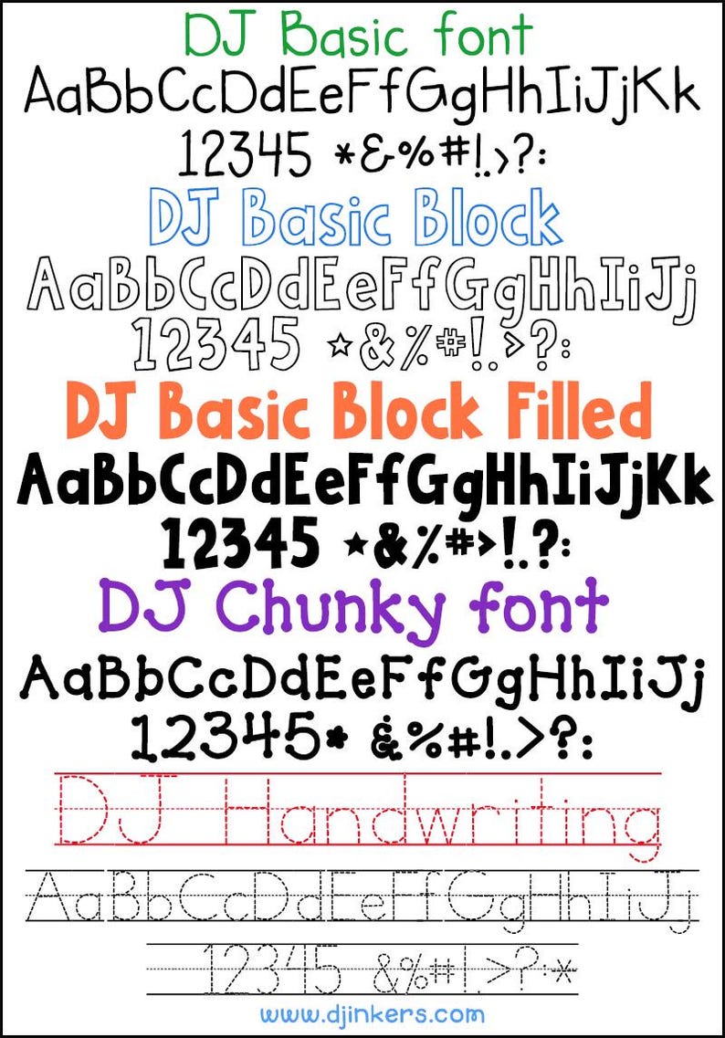 DJ Fonts for Teachers Collection - 5 Font Bundle Download - Etsy