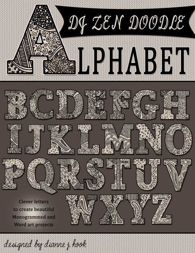 Zen-doodle Alphabet - Monogram Letter Clip Art by DJ Inkers - Etsy
