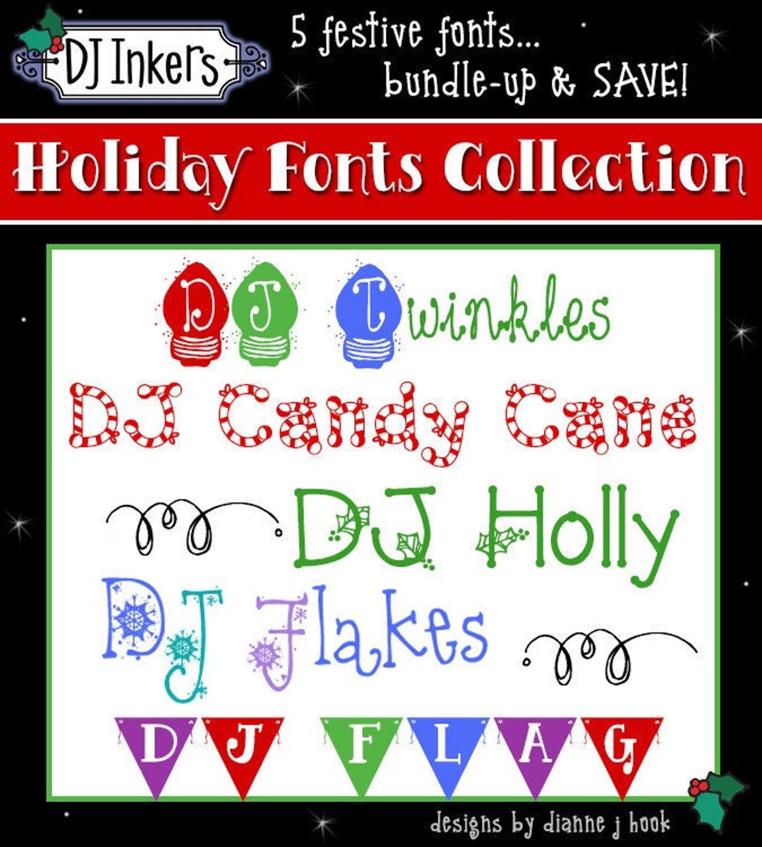 Holiday Fonts Collection - 5 Festive Fonts for Christmas and Winter ...