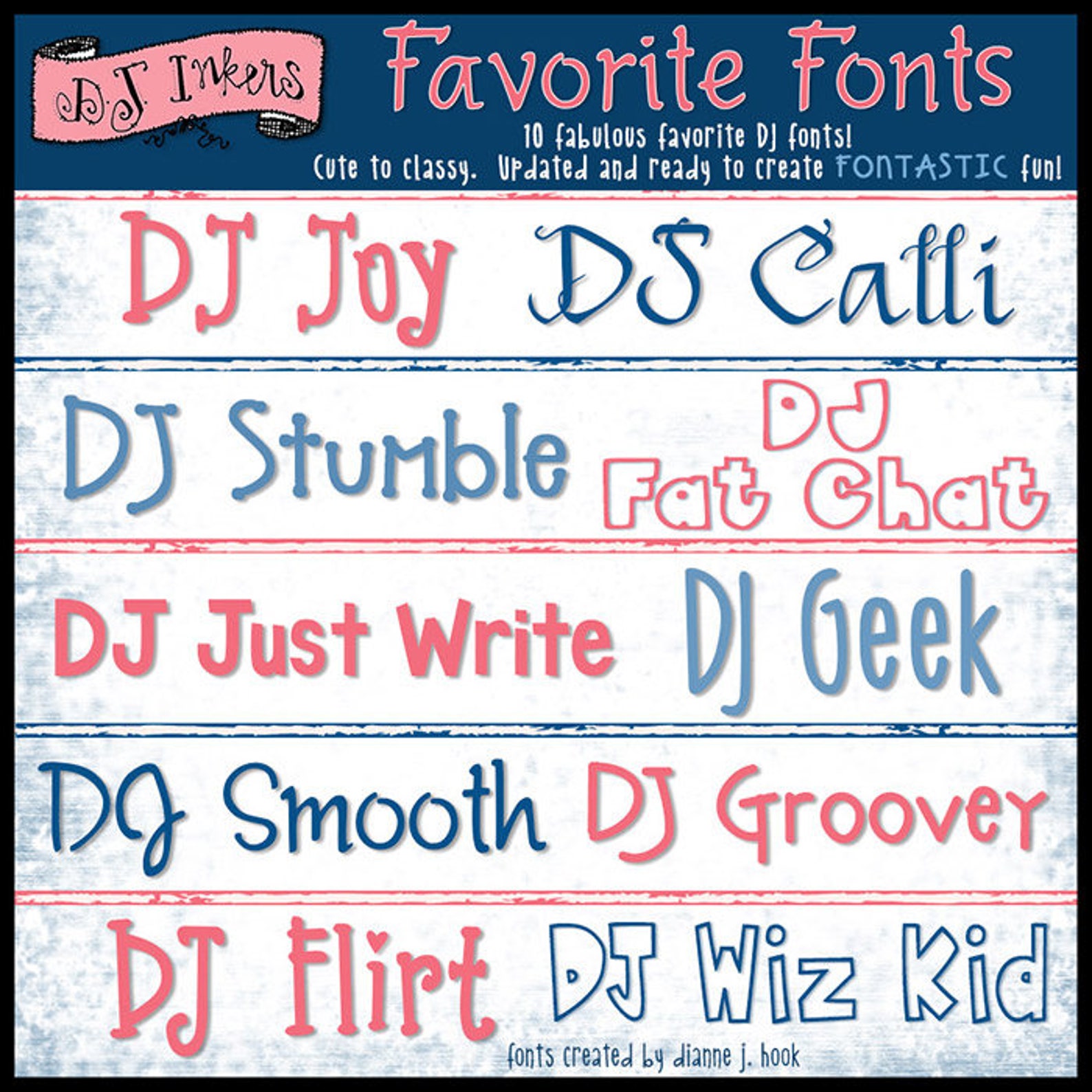 10 Favorite Fonts - DJ Inkers Download - Etsy