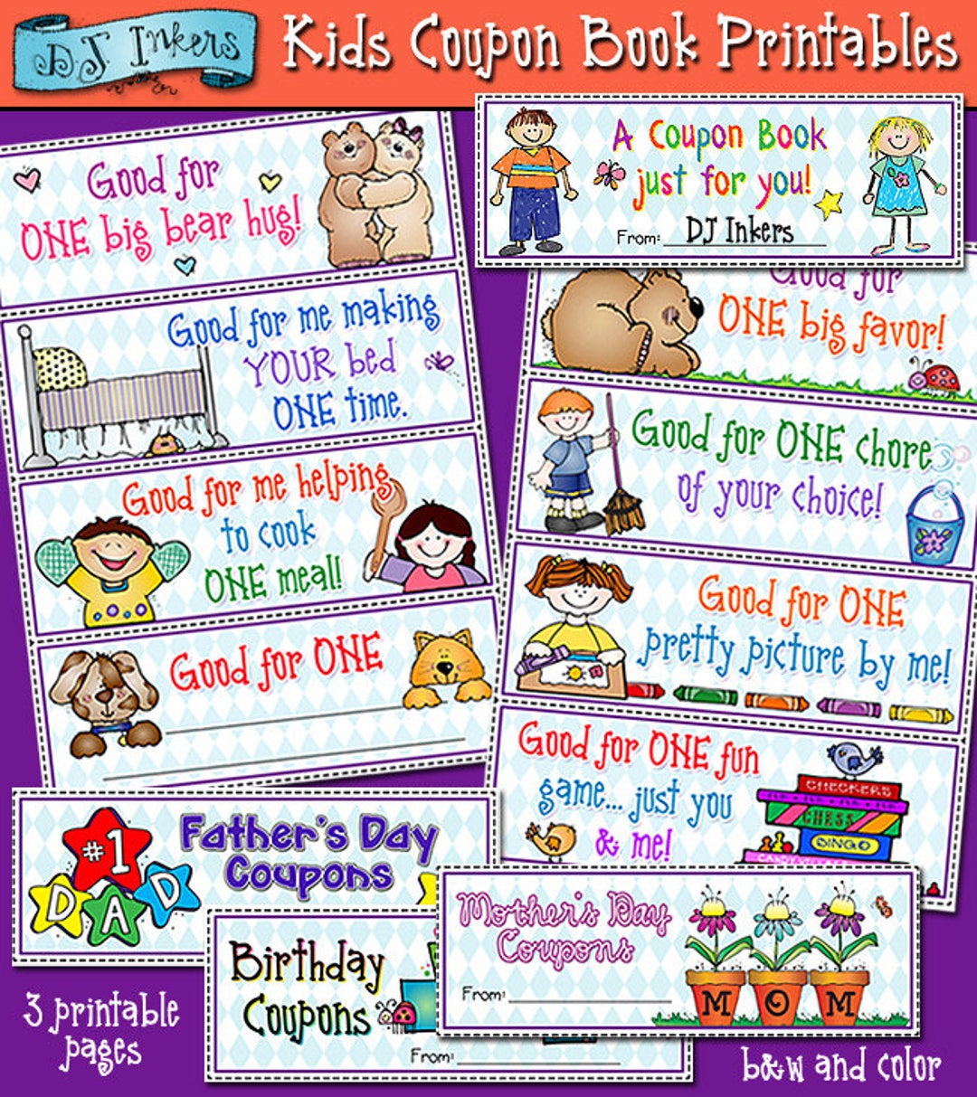 Kids Coupon Book - Printable Gift Idea for Parents From the Kids for ...