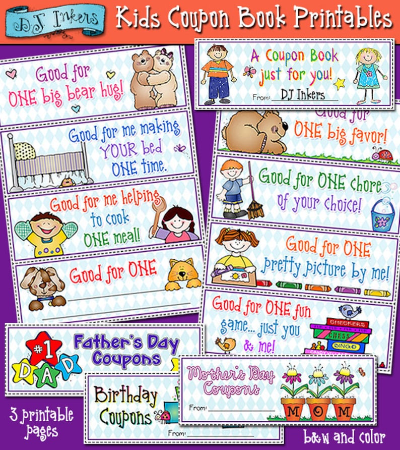 Kids Coupon Book - Printable Gift Idea for Parents From the Kids for ...