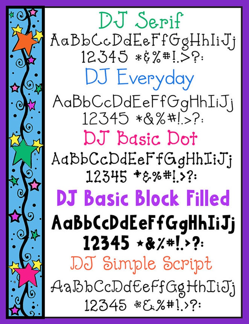 DJ Inkers' Basic Fonts Collection - 5 Font Bundle With Hand Drawn ...