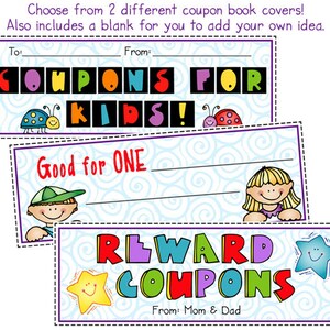 Kids Reward Coupons Printable Booklet or Coupon Book - Fun Gift for ...