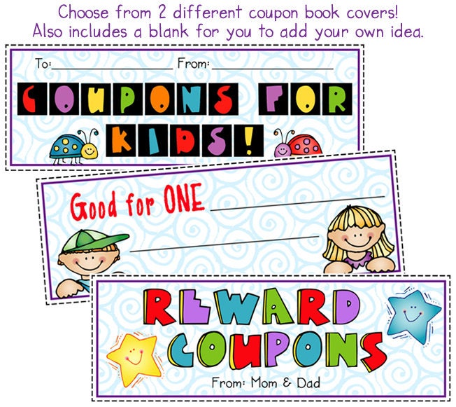 Kids Reward Coupons Printable Booklet or Coupon Book - Fun Gift for ...