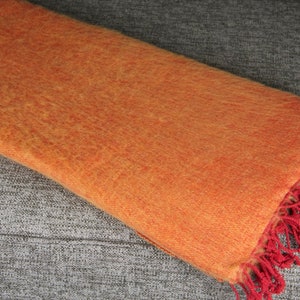 Yak Wool Blanket Scarf Orange Sofa Couch Throws Shawl Wrap Large Throw ...